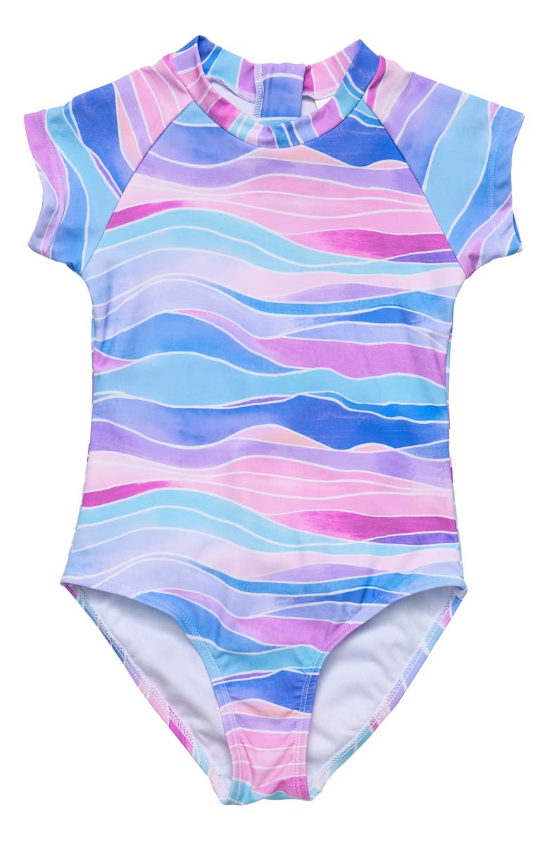 Snapper Rock Kids' Water Hues Short Sleeve One-Piece Rashguard Swimsuit ...