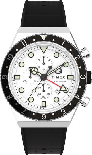 Timex® Q Chronograph Leather Strap Watch, 40mm | Nordstrom