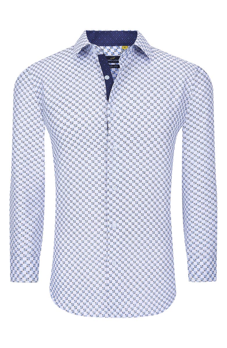 Azaro Uomo Slim Fit Geometric Print Performance Dress Shirt | Nordstromrack