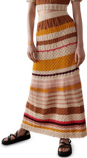 ba&sh Jana Mix Stitch Cotton Maxi Skirt | Nordstrom