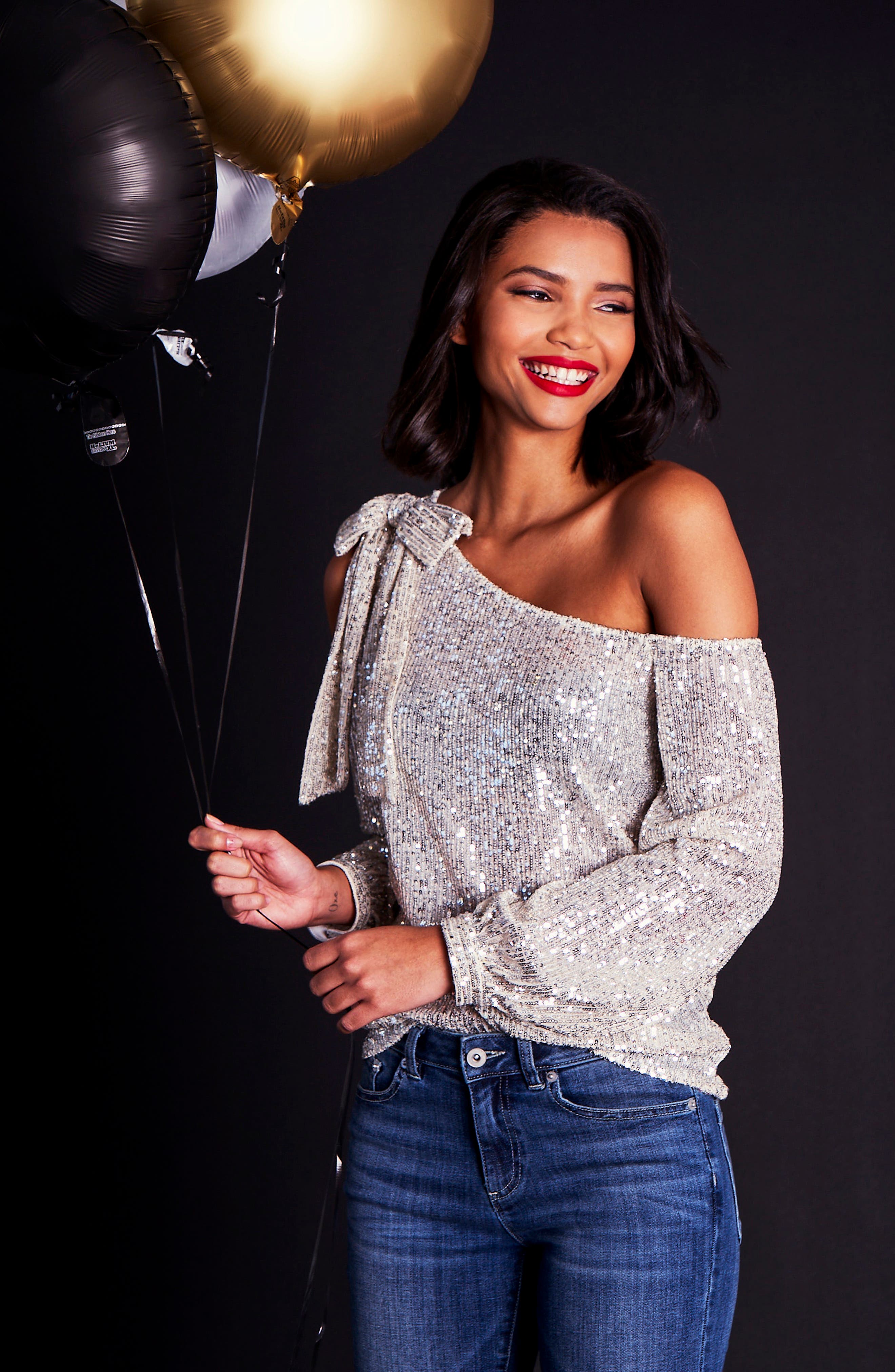 CeCe One-Shoulder Sequin Top | Nordstrom