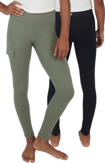 90 DEGREE BY REFLEX Kids' Two Pack PolarLux Cargo Pocket Leggings ...
