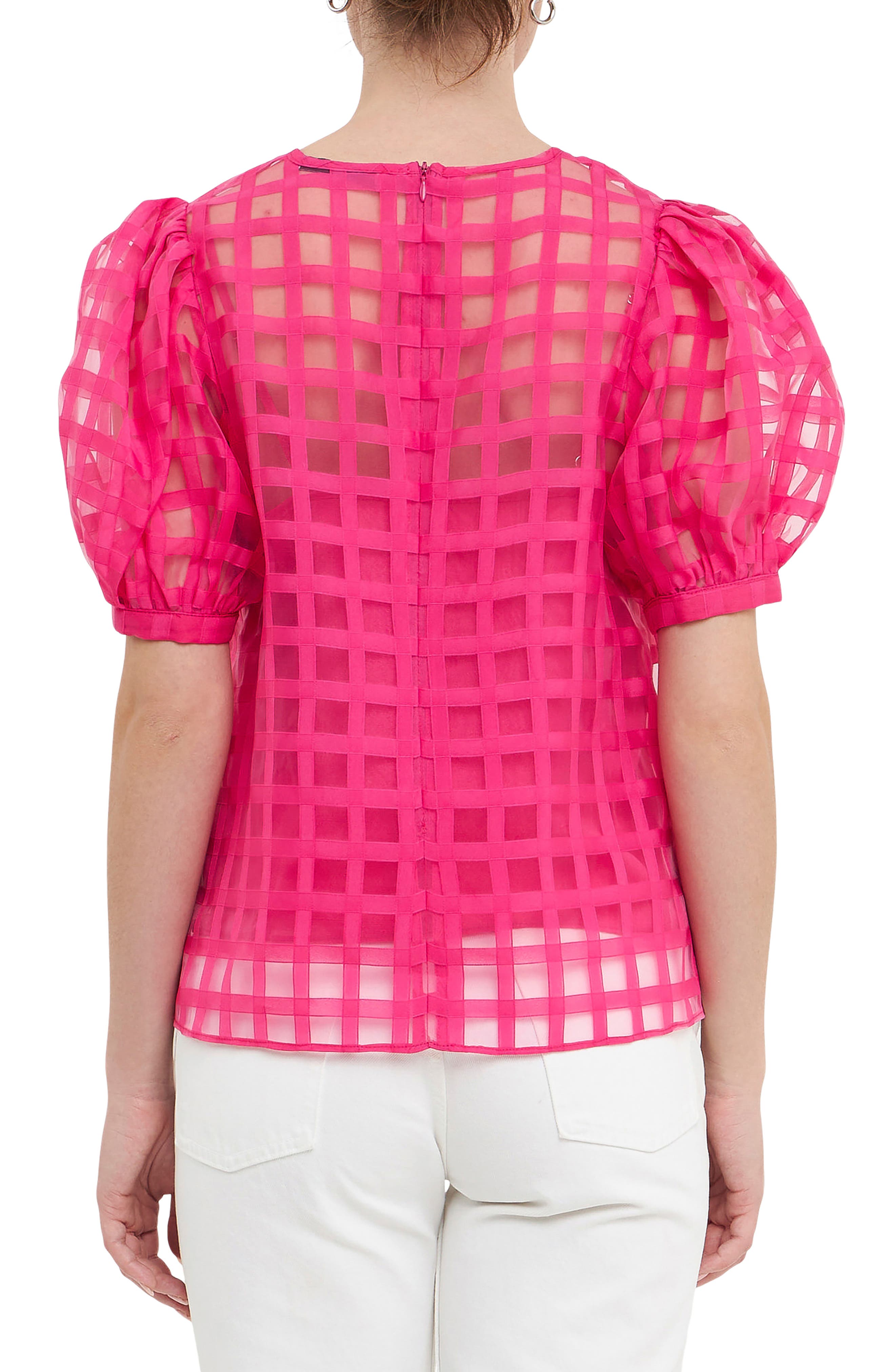 English Factory Windowpane Sheer Top | Nordstrom