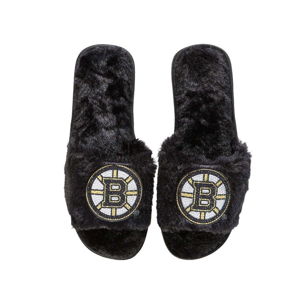 FOCO Women's FOCO Black Boston Bruins Rhinestone Fuzzy Slippers | Nordstrom