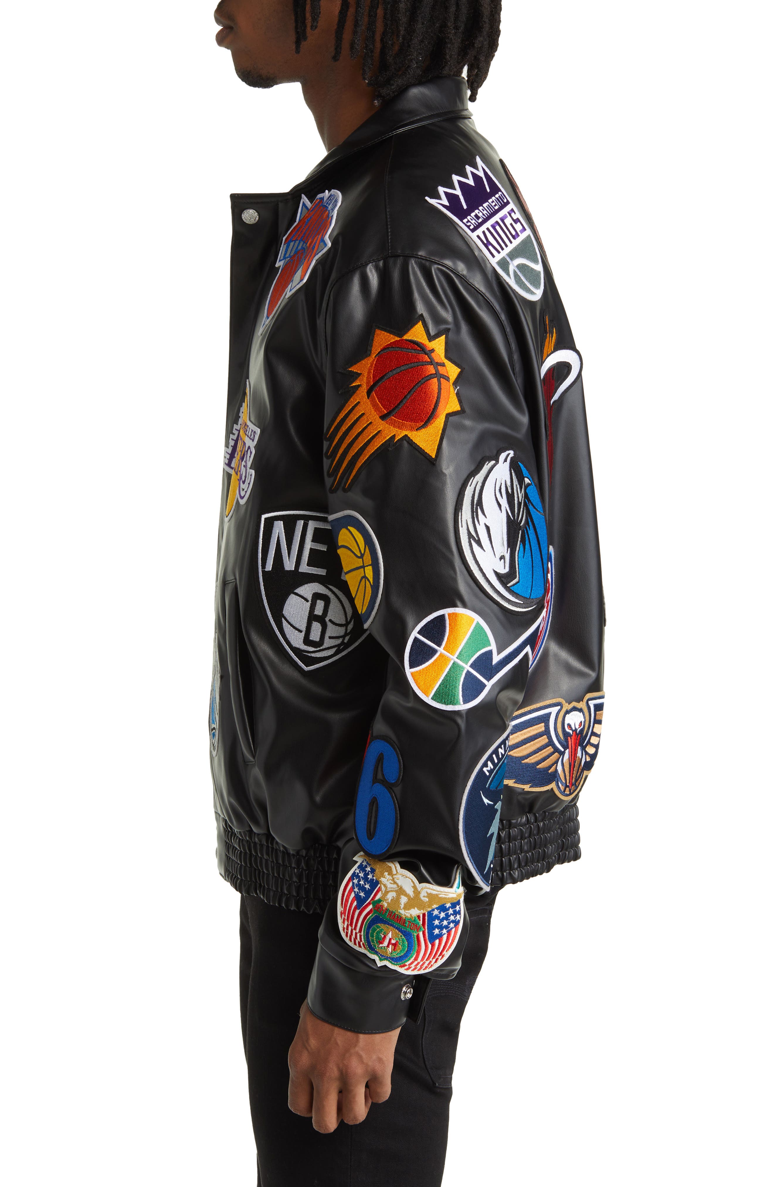 JEFF HAMILTON NBA Collage Faux Leather Jacket | Nordstrom