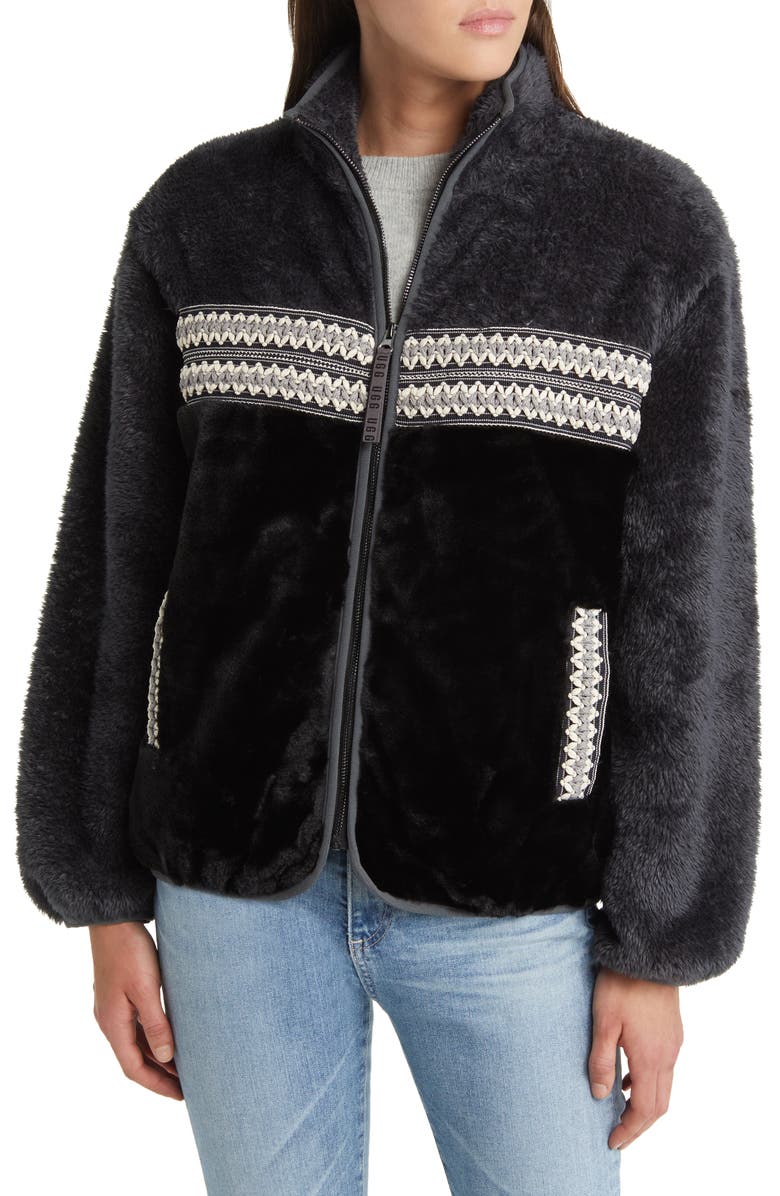 UGG® Marlene Heritage Braid High Pile Fleece Jacket | Nordstrom