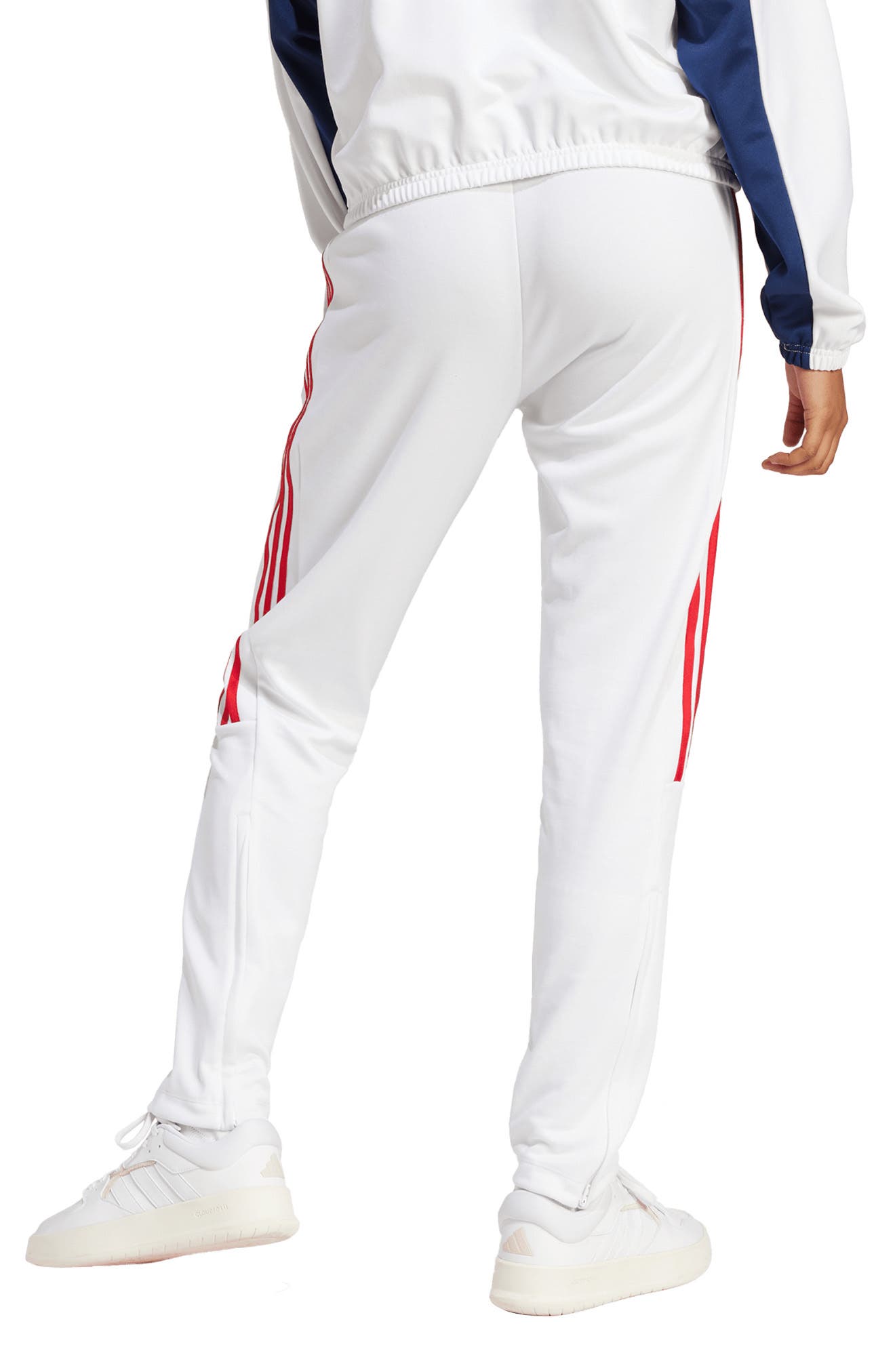 adidas Tiro 3-Stripes Recycled Polyester Track Pants in White/navy Blue ...