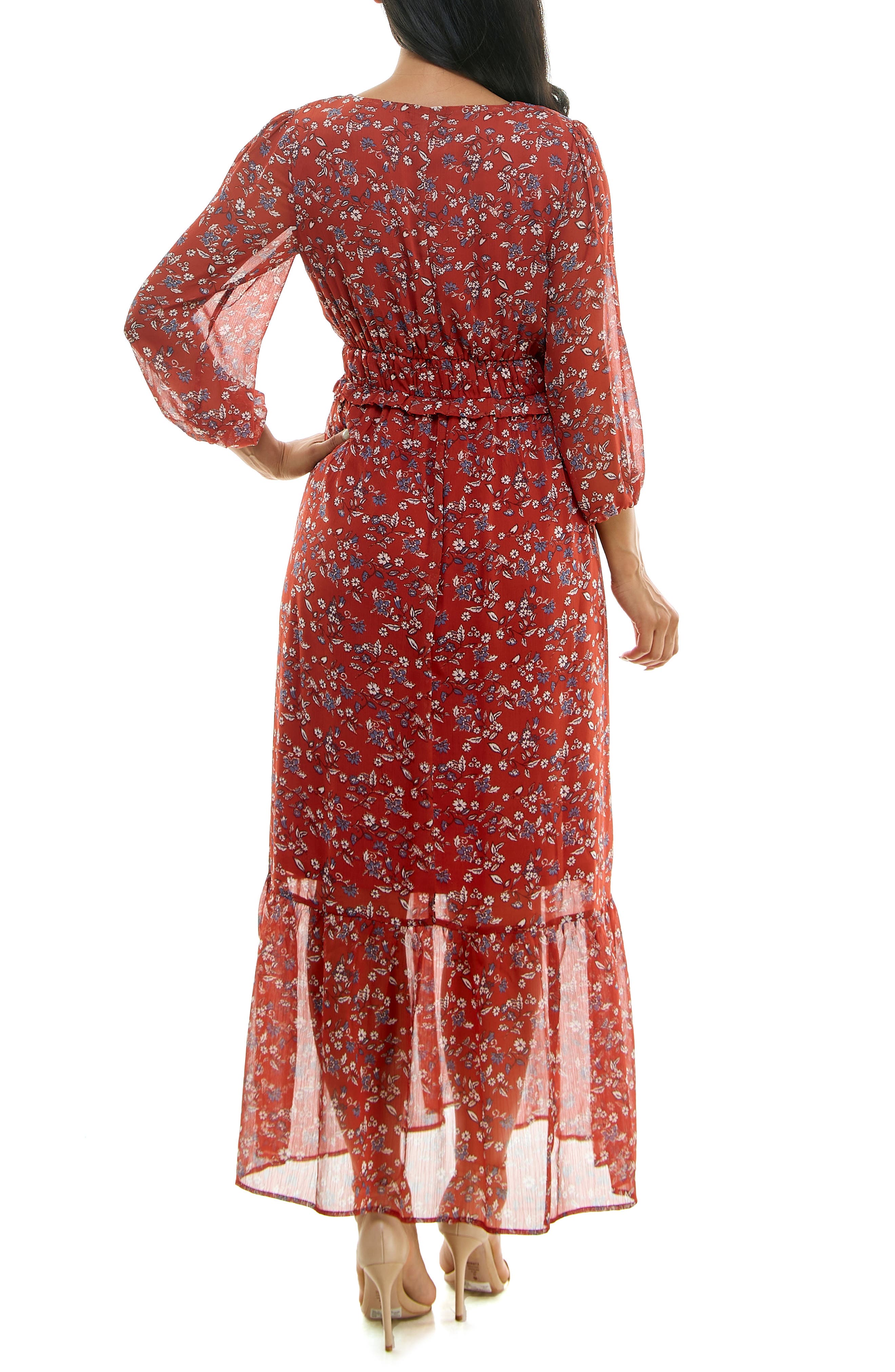 Nina Leonard Floral V-Neck Maxi Dress | Nordstromrack