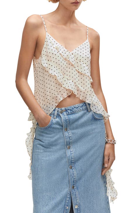 Polka Dot Ruffle Chiffon Camisole