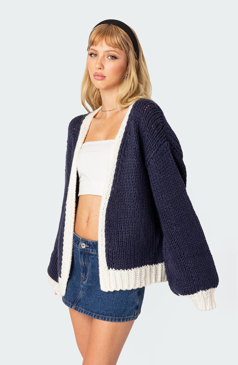 EDIKTED Colorblock Chunky Knit Cardigan | Nordstrom