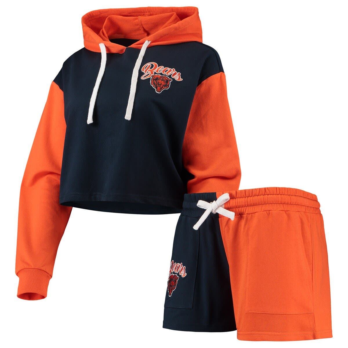 FOCO Women's FOCO Navy/Orange Chicago Bears Color-Block Lounge Set ...