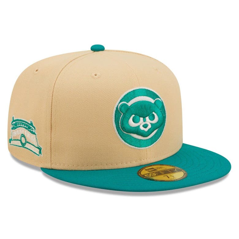New Era Natural/teal Chicago Cubs Mango Forest 59fifty Fitted Hat ...