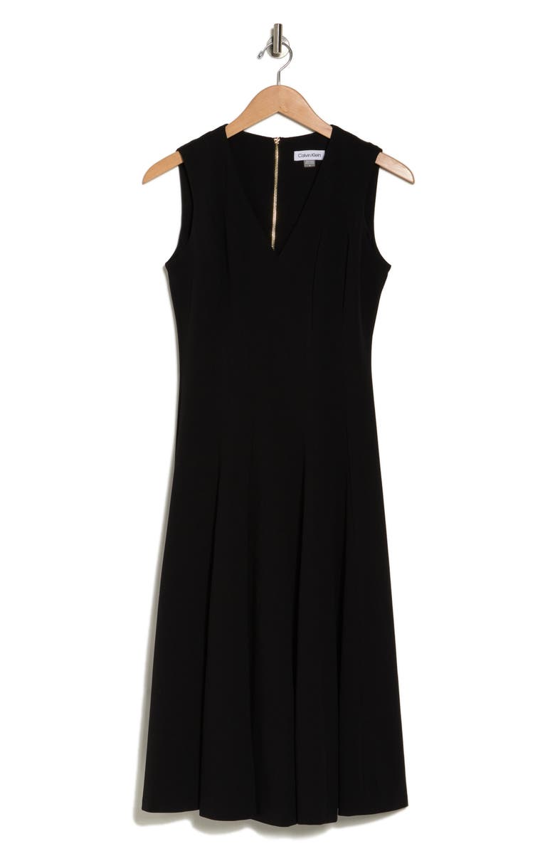 Calvin Klein V Neck Seamed Fit And Flare Midi Dress Nordstromrack