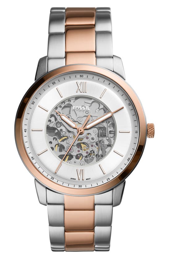 Fossil Neutra Automatic Bracelet Watch, 44mm In Two-tone Rose Gold ...