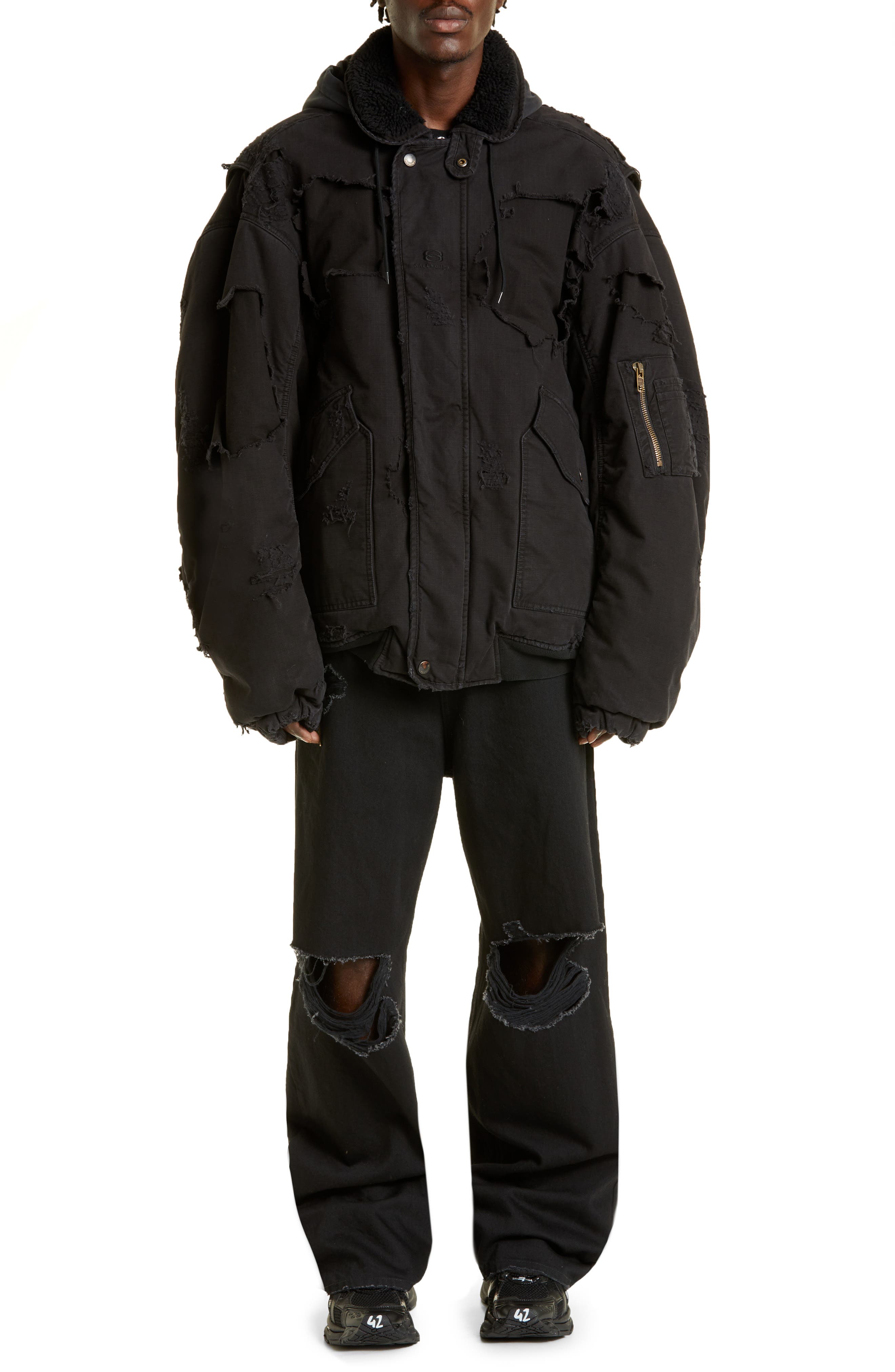 Balenciaga Unity Destroyed Bomber Jacket | Nordstrom
