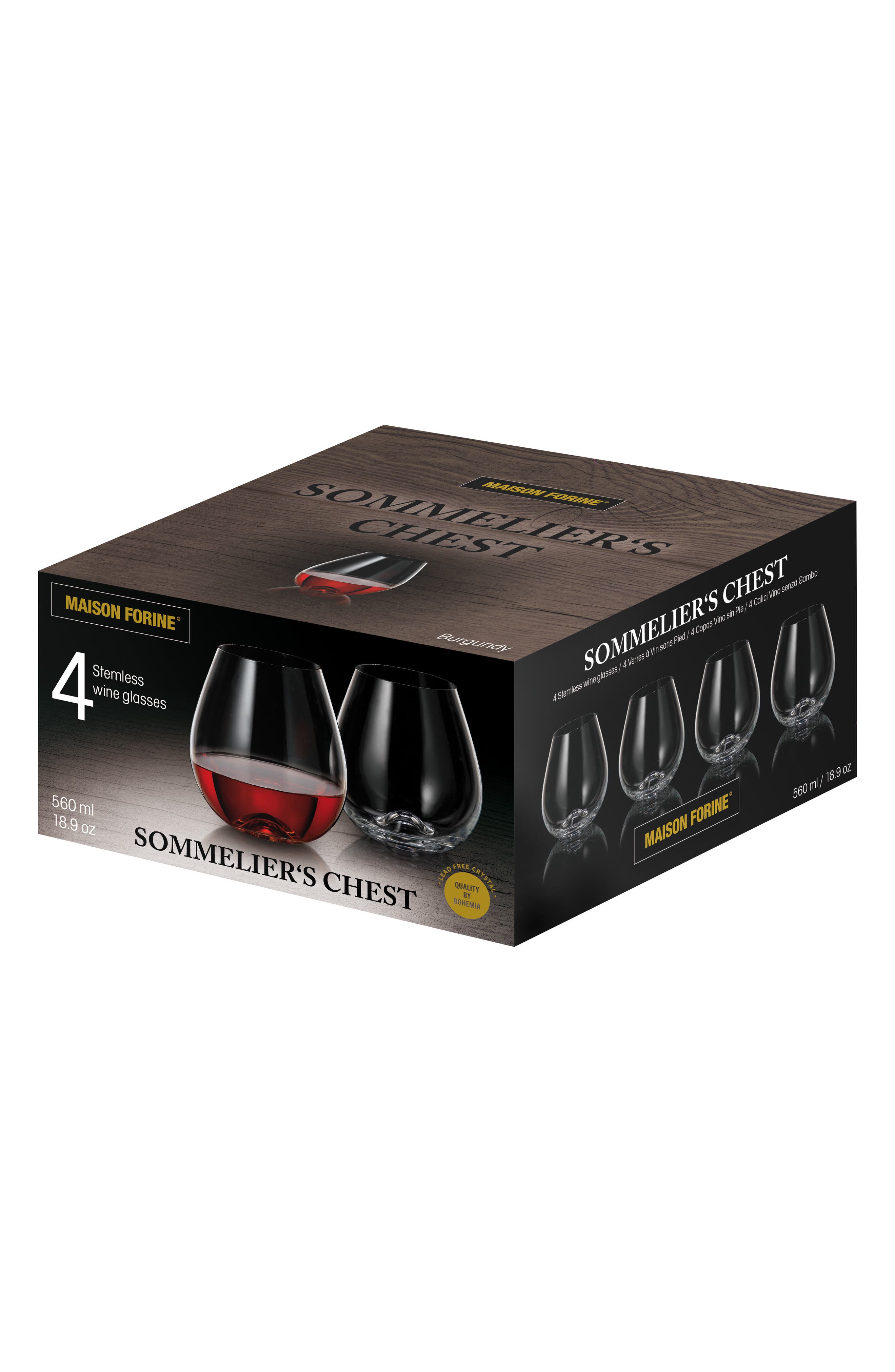 Maison Forine 4-piece Set Stemless Burgundy Wine Glasses In Clear ...