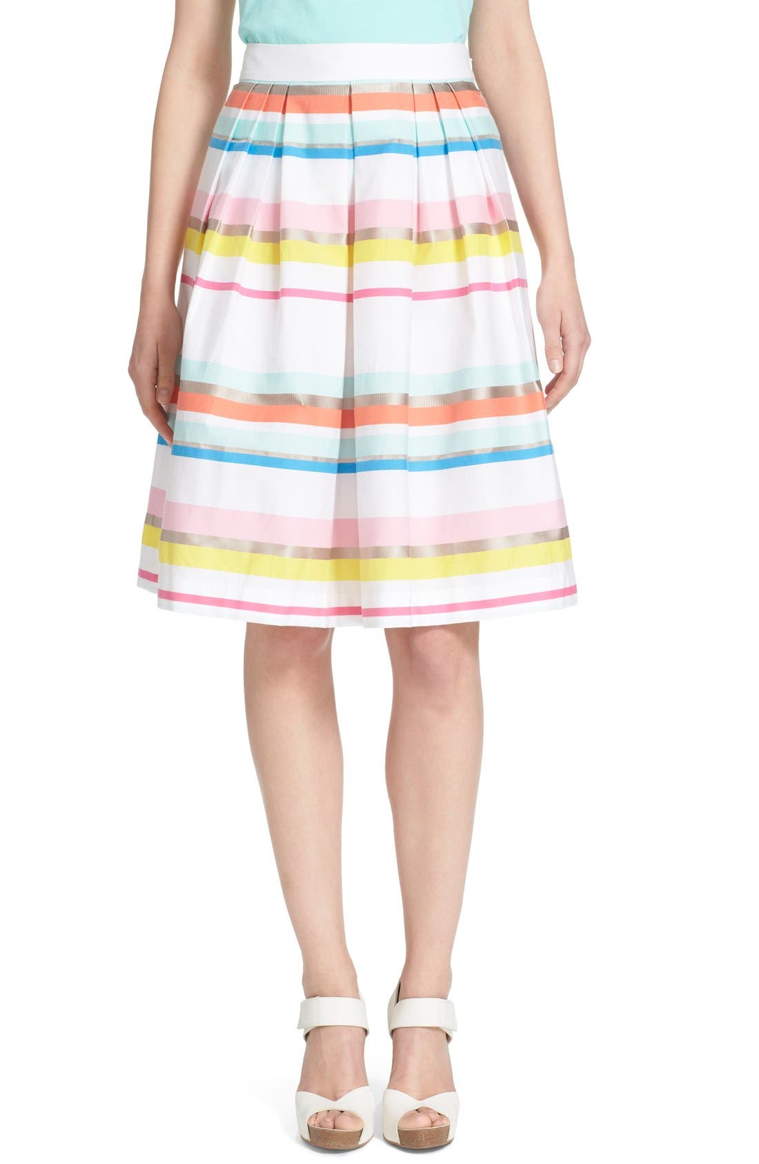 kate spade new york stripe ribbon inset pleated skirt | Nordstrom