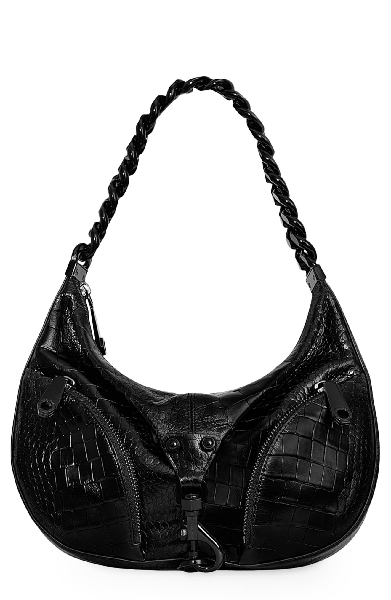 Rebecca Minkoff Julian Croissant Croc Embossed Leather Shoulder Bag ...