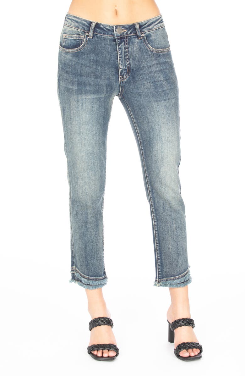 APNY Olivia Double Frayed Hem Mid Rise Ankle Slim Jeans | Nordstrom