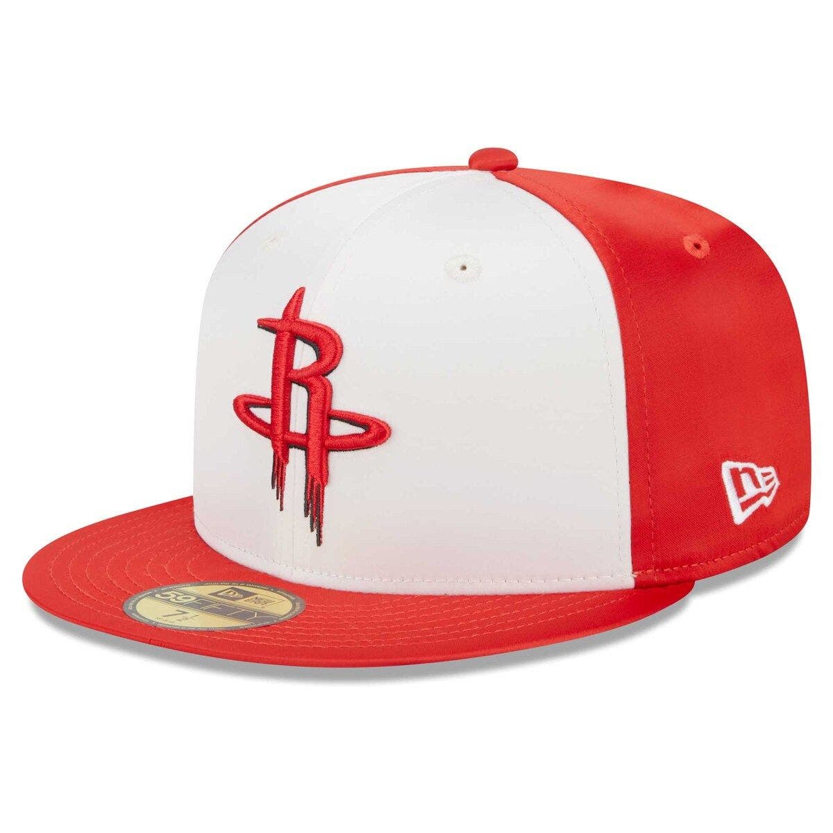 New Era Men's New Era White Houston Rockets Throwback Satin 59FIFTY ...