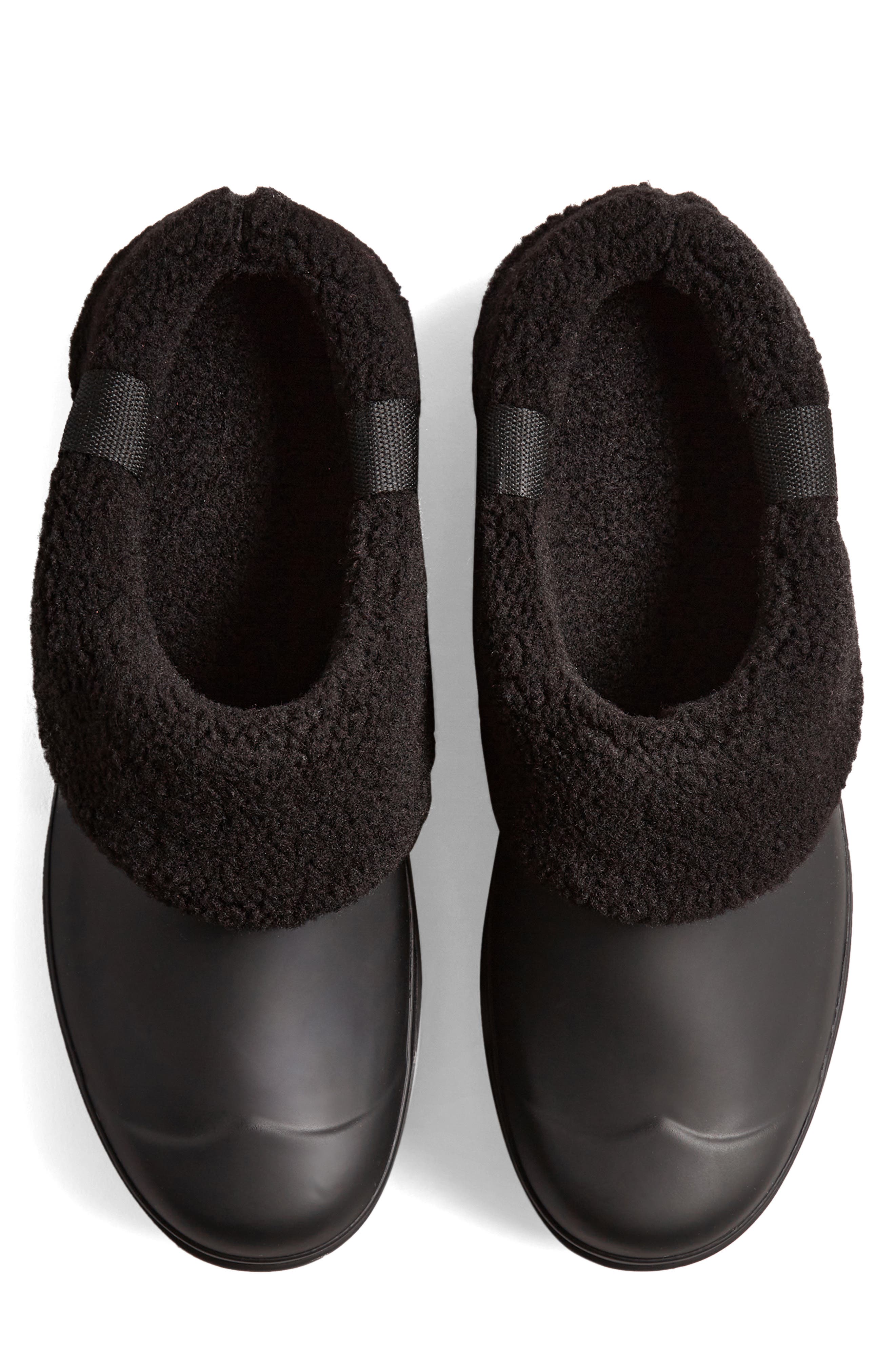 Hunter Play Waterproof Faux Shearling Clog in Black | Smart Closet
