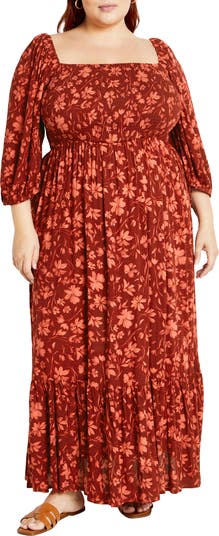 City Chic Kaylee Floral Smocked Bodice Maxi Dress | Nordstrom
