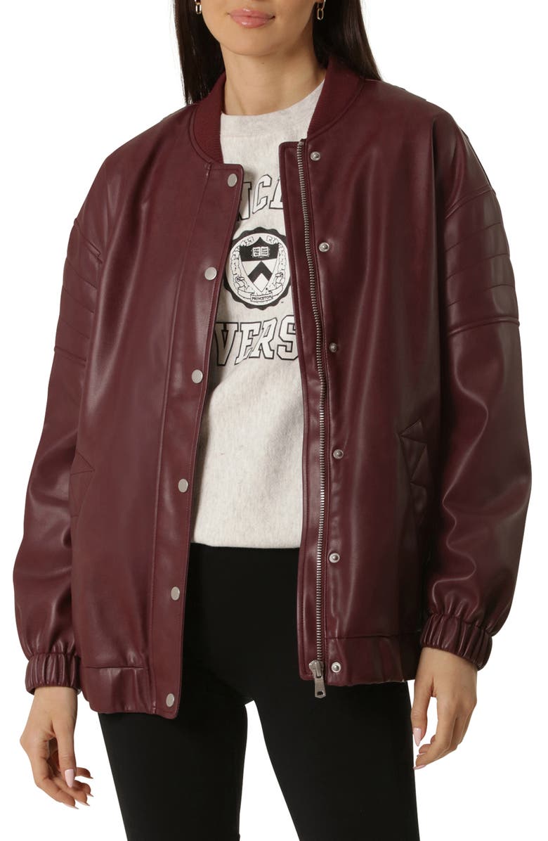 Avec Les Filles Relaxed Fit Faux-Ever Leather™ Bomber Jacket ...