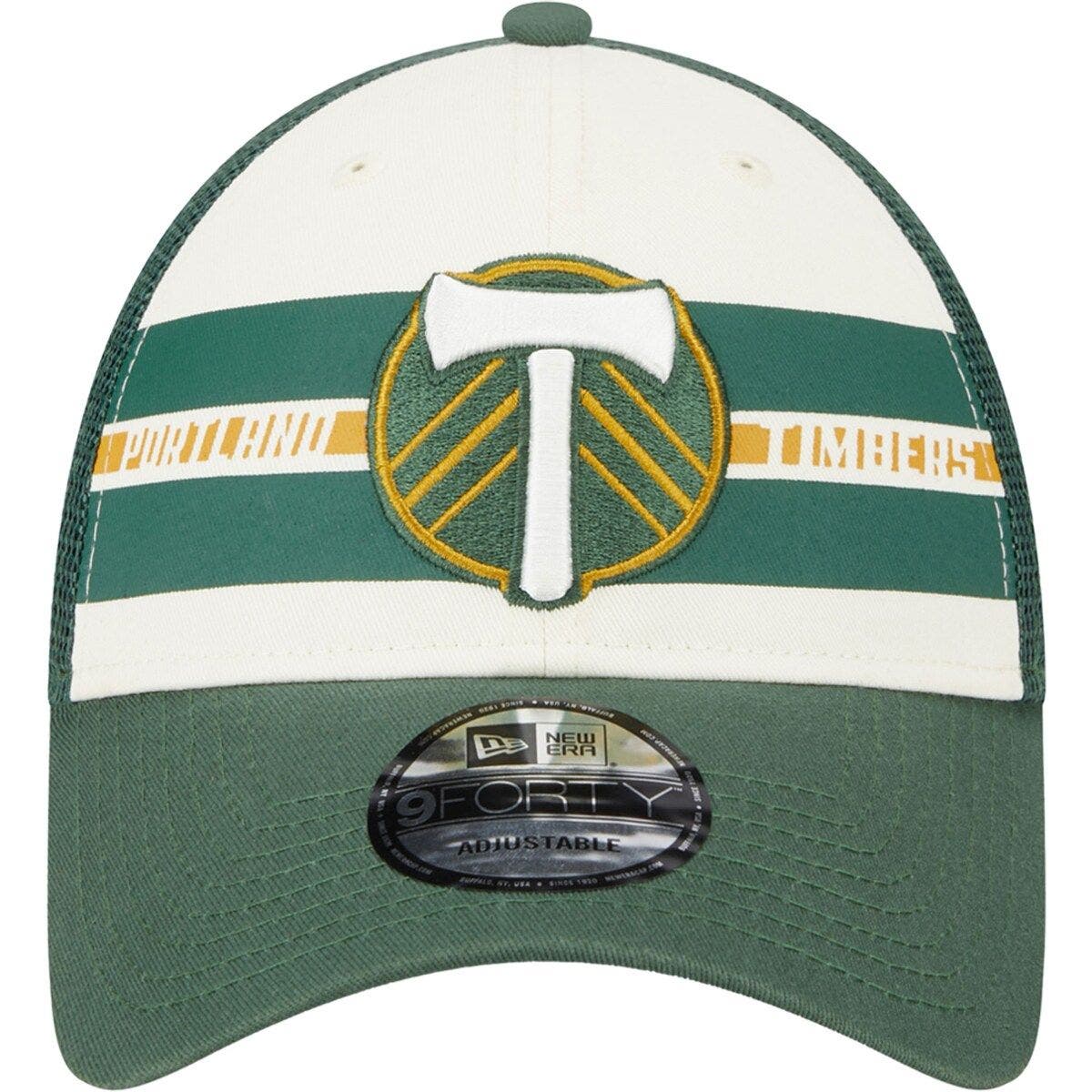 New Era Men's New Era White/Green Portland Timbers Team Stripes 9FORTY ...