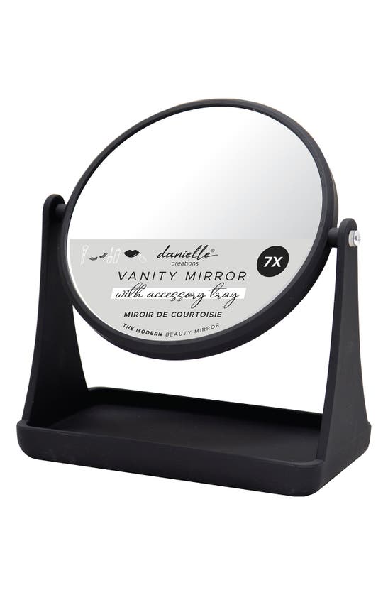 Danielle Soft Touch Round With Tray Mirror In Black | ModeSens