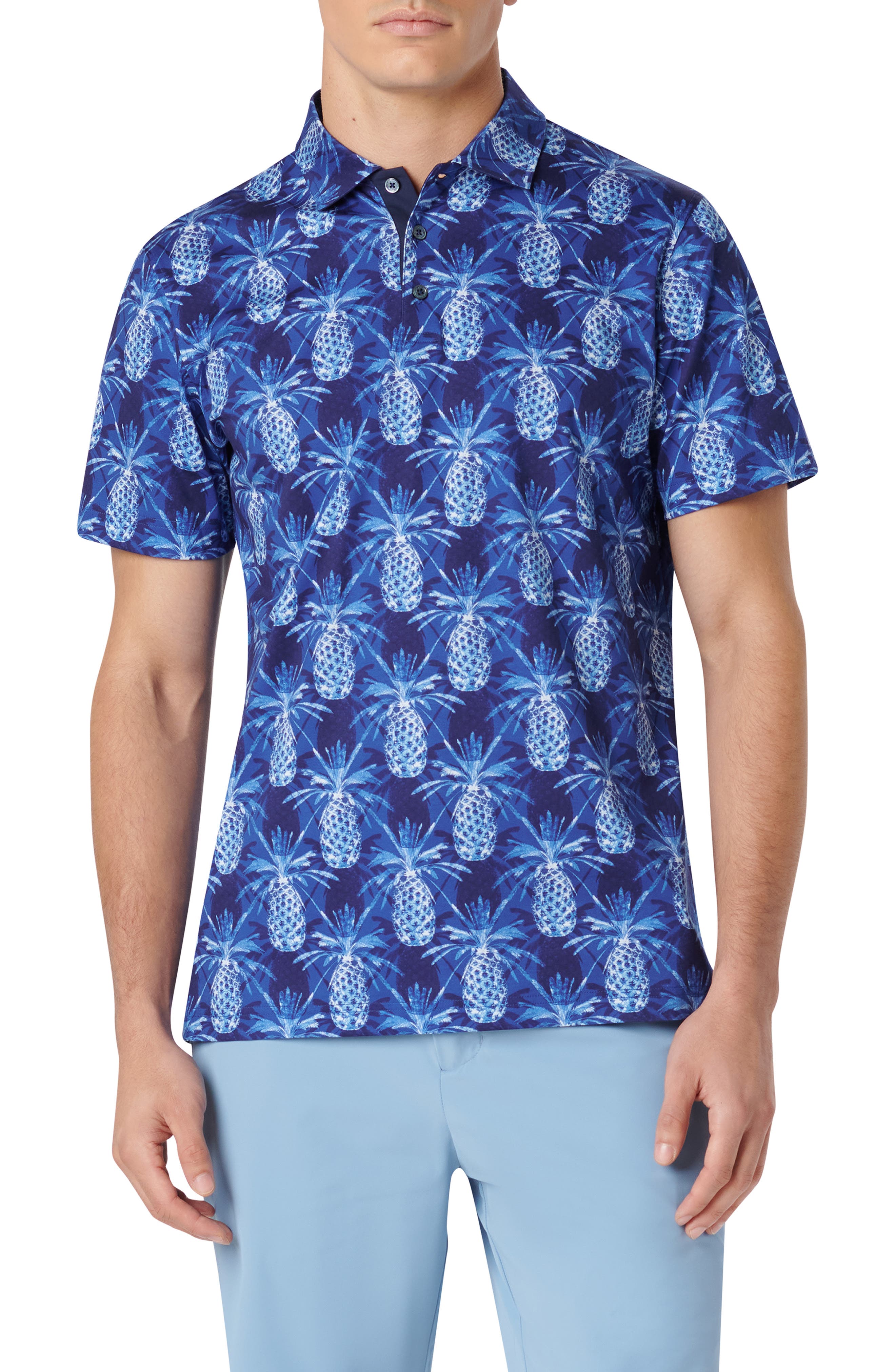 Bugatchi Hendrix Digital Pineapple Print Cotton Polo | Nordstrom