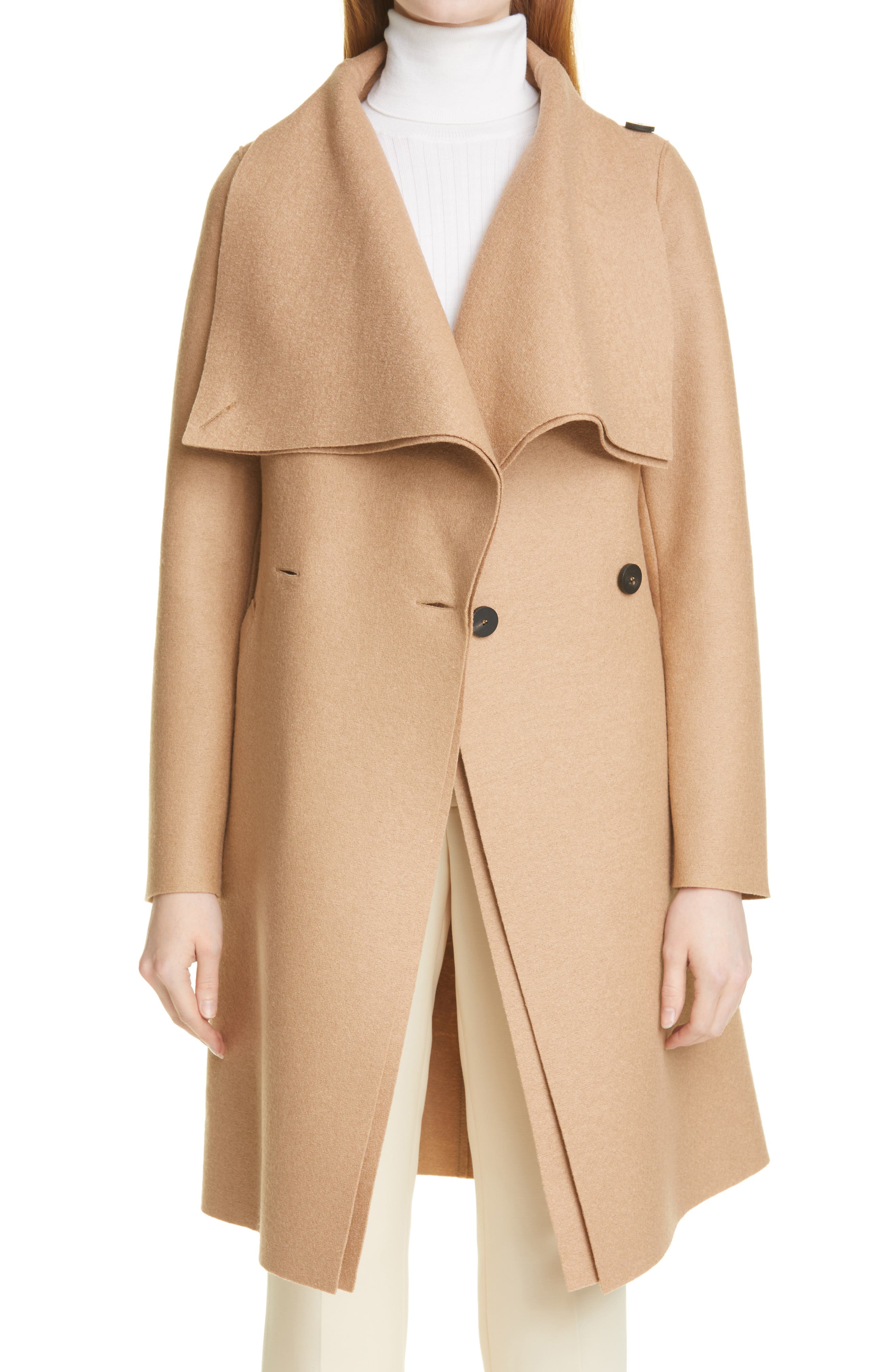 Sale > harris wharf london pressed wool volcano wrap coat > in stock