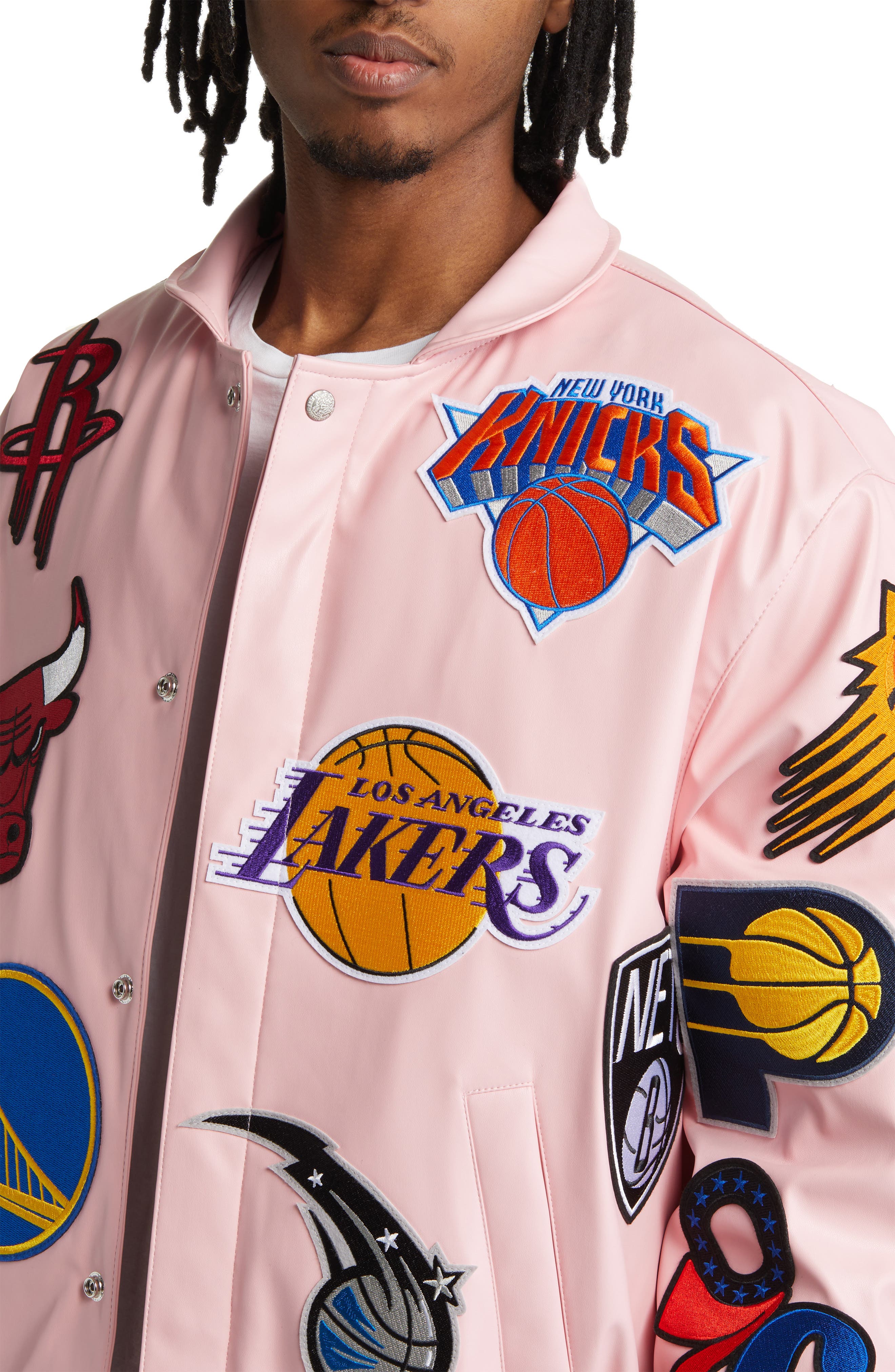 JEFF HAMILTON NBA Collage Faux Leather Jacket | Nordstrom