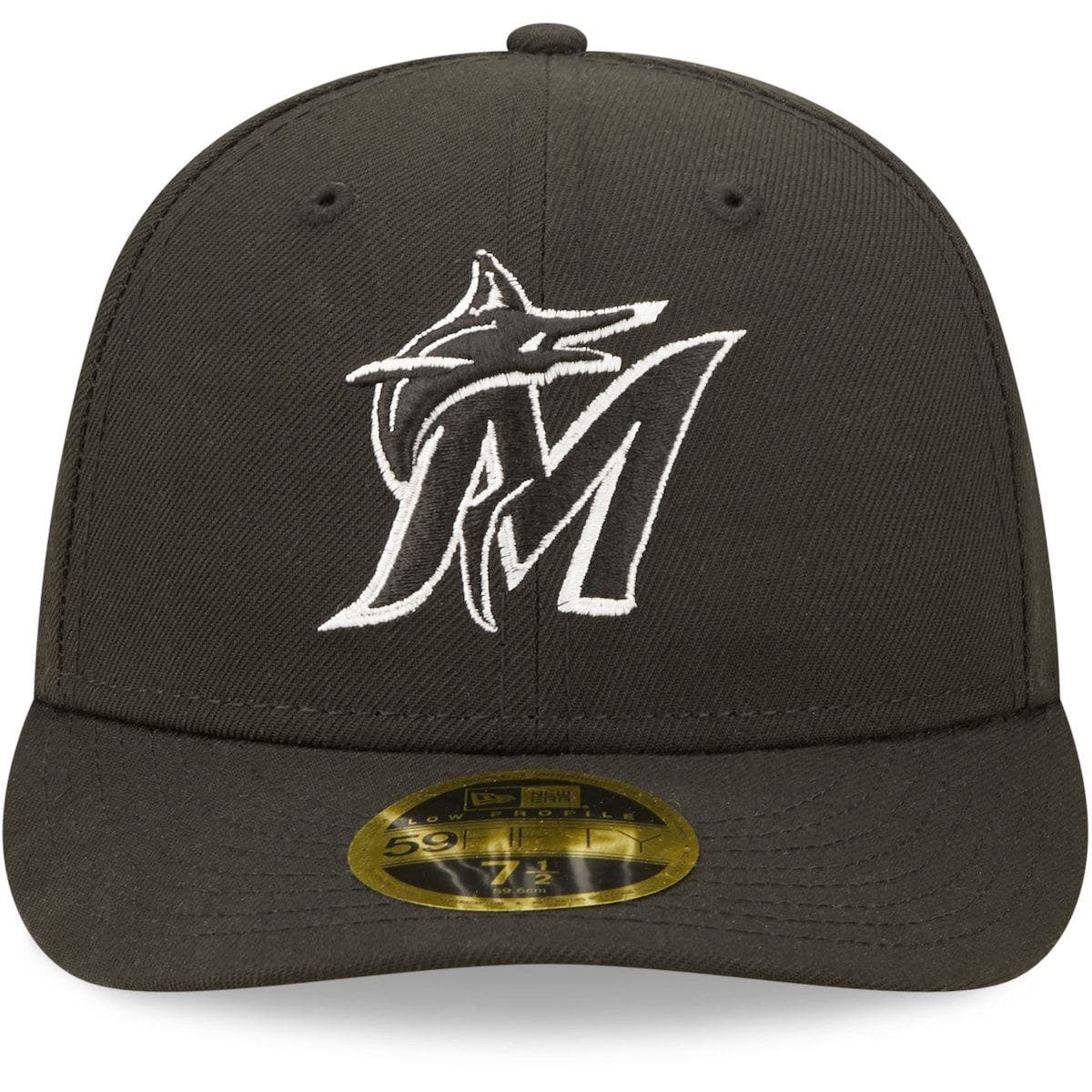 New Era Men's New Era Miami Marlins Black & White Low Profile 59FIFTY ...
