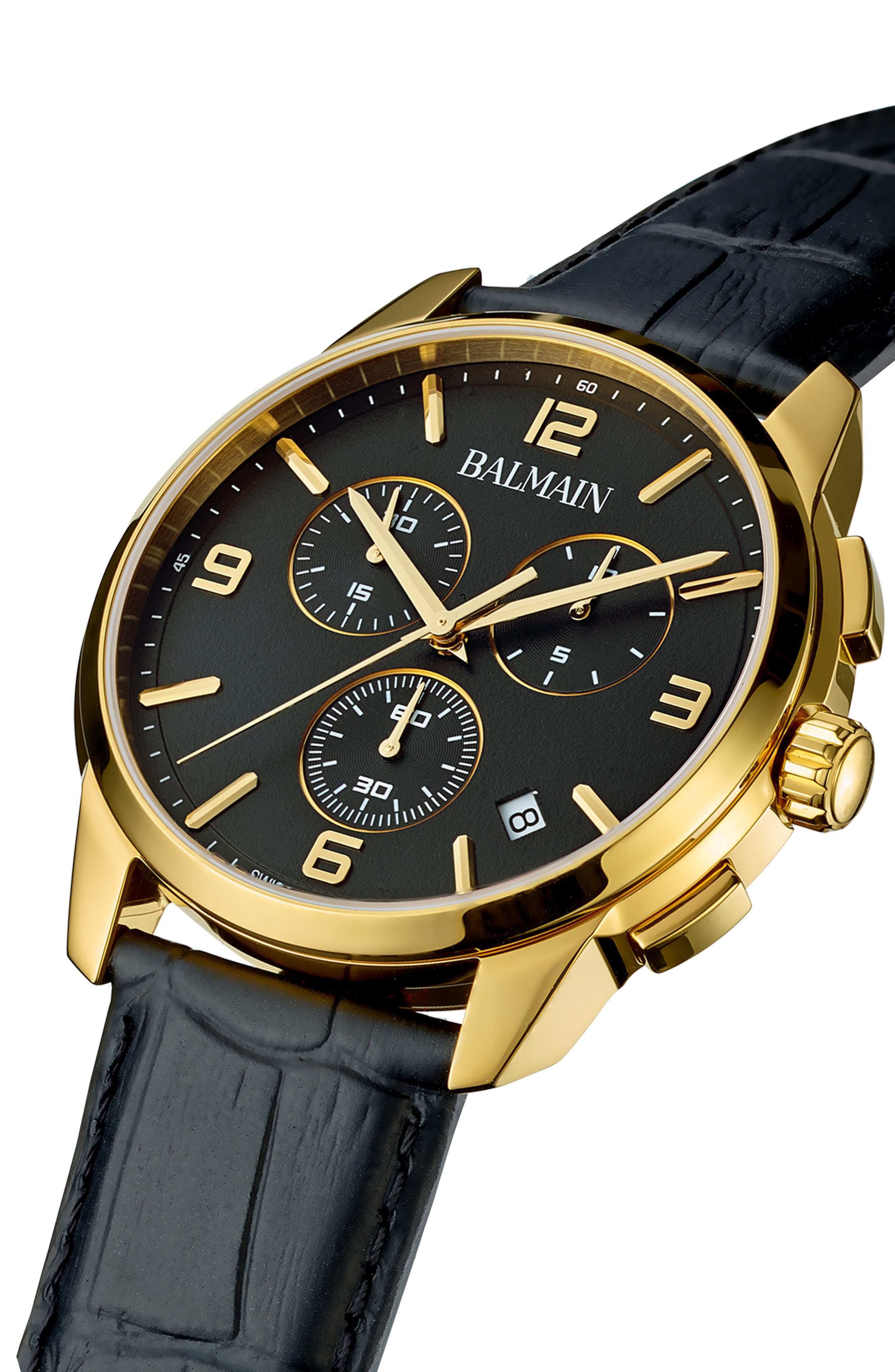 BALMAIN WATCHES Madrigal Chronograph Leather Strap Watch, 42mm | Nordstrom