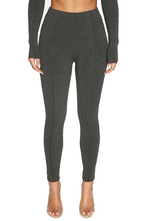Women's Grey High-Waisted Pants & Leggings