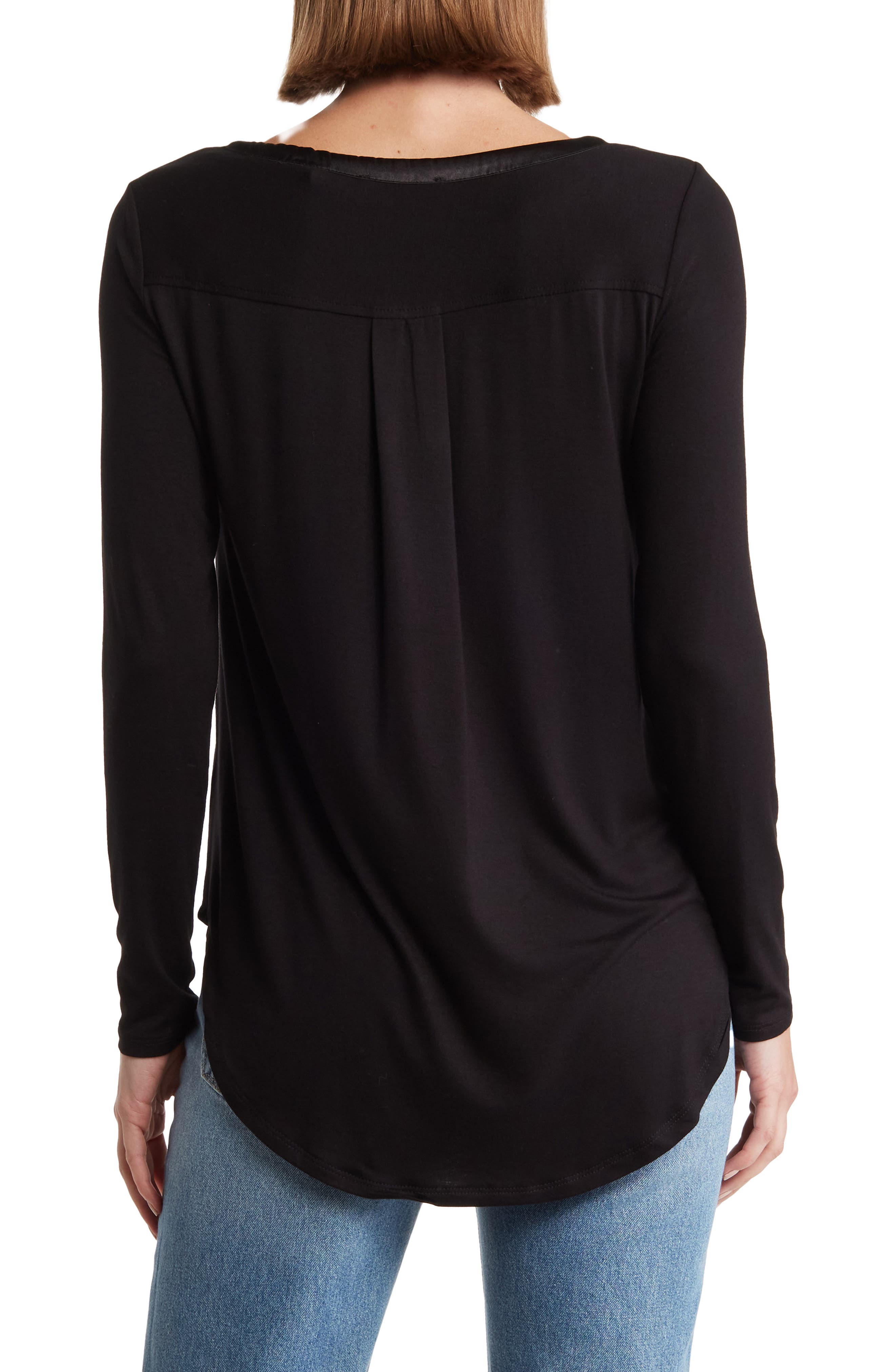 T Tahari Satin Trim Long Sleeve Tunic T-Shirt | Nordstromrack
