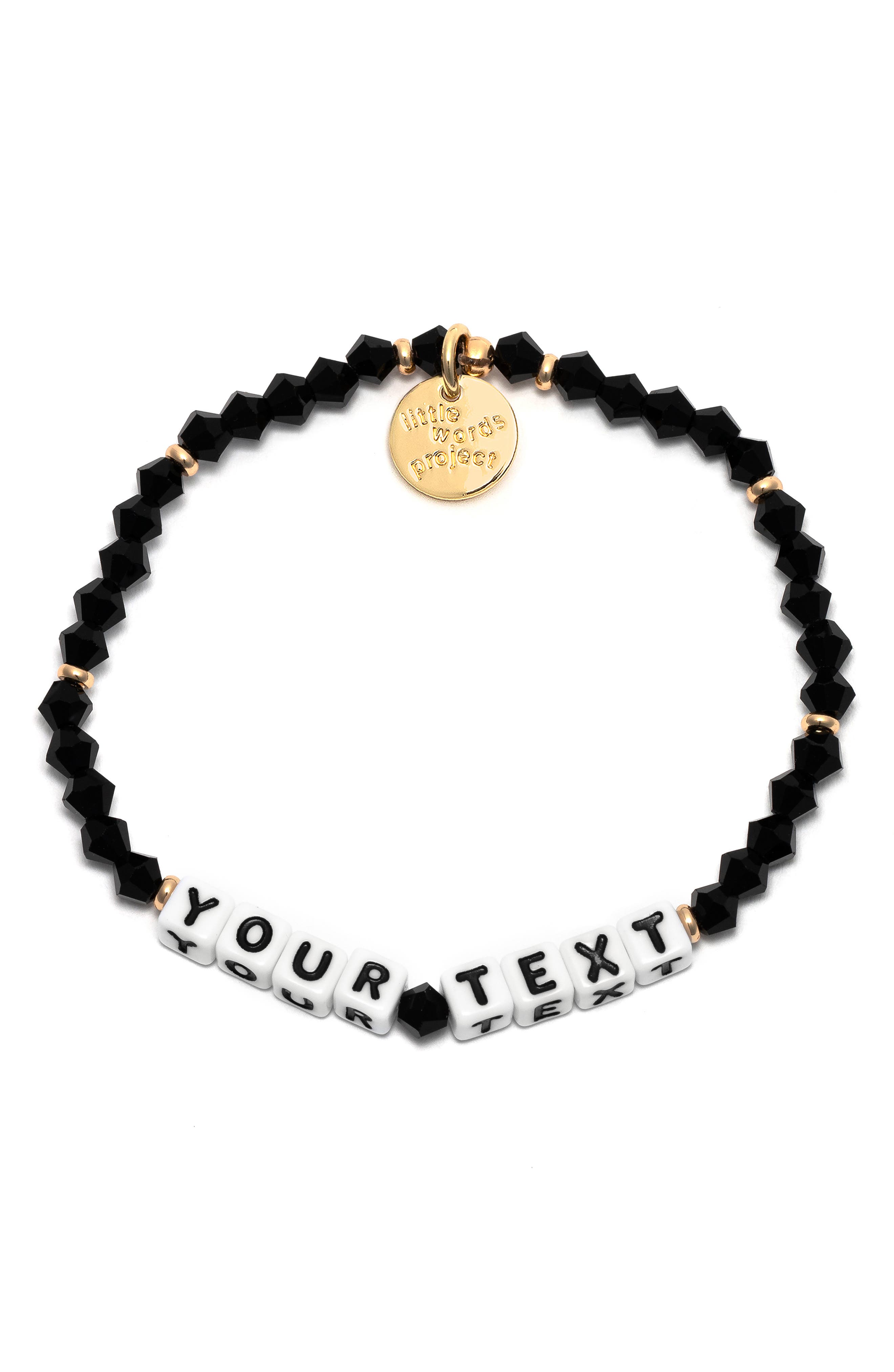 Little Words Project Jet Black Custom Beaded Stretch Bracelet | Nordstrom