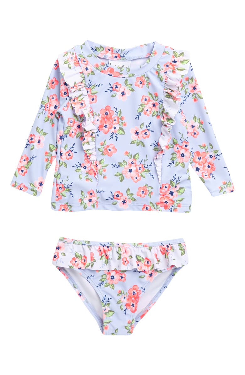 Nicole Miller Long Sleeve Rashguard Two-Piece Swimsuit Set | Nordstromrack