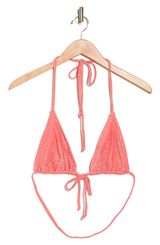 Good American Sparkle Sliding Triangle Bikini Top In Fiery Coral 002 ...