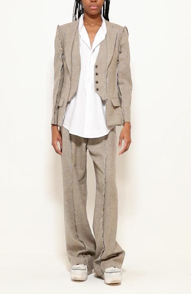 R13 Fray Seam Flat Sleeve Merino Wool Blazer | Nordstrom