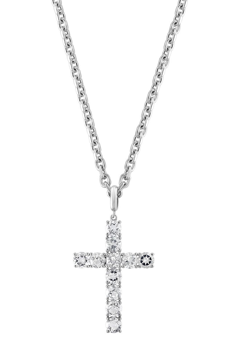 EFFY Sterling Silver White Topaz Cross Pendant Necklace | Nordstromrack