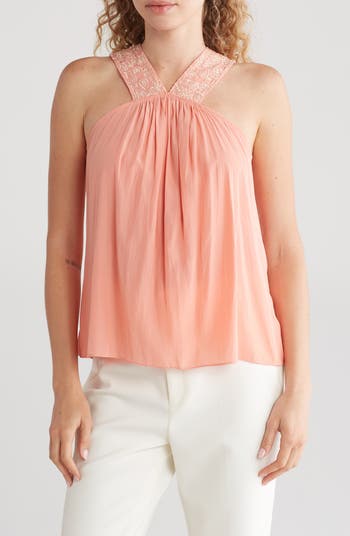 Ramy Brook Darby Embroidered Halter Neck Tank | Nordstromrack