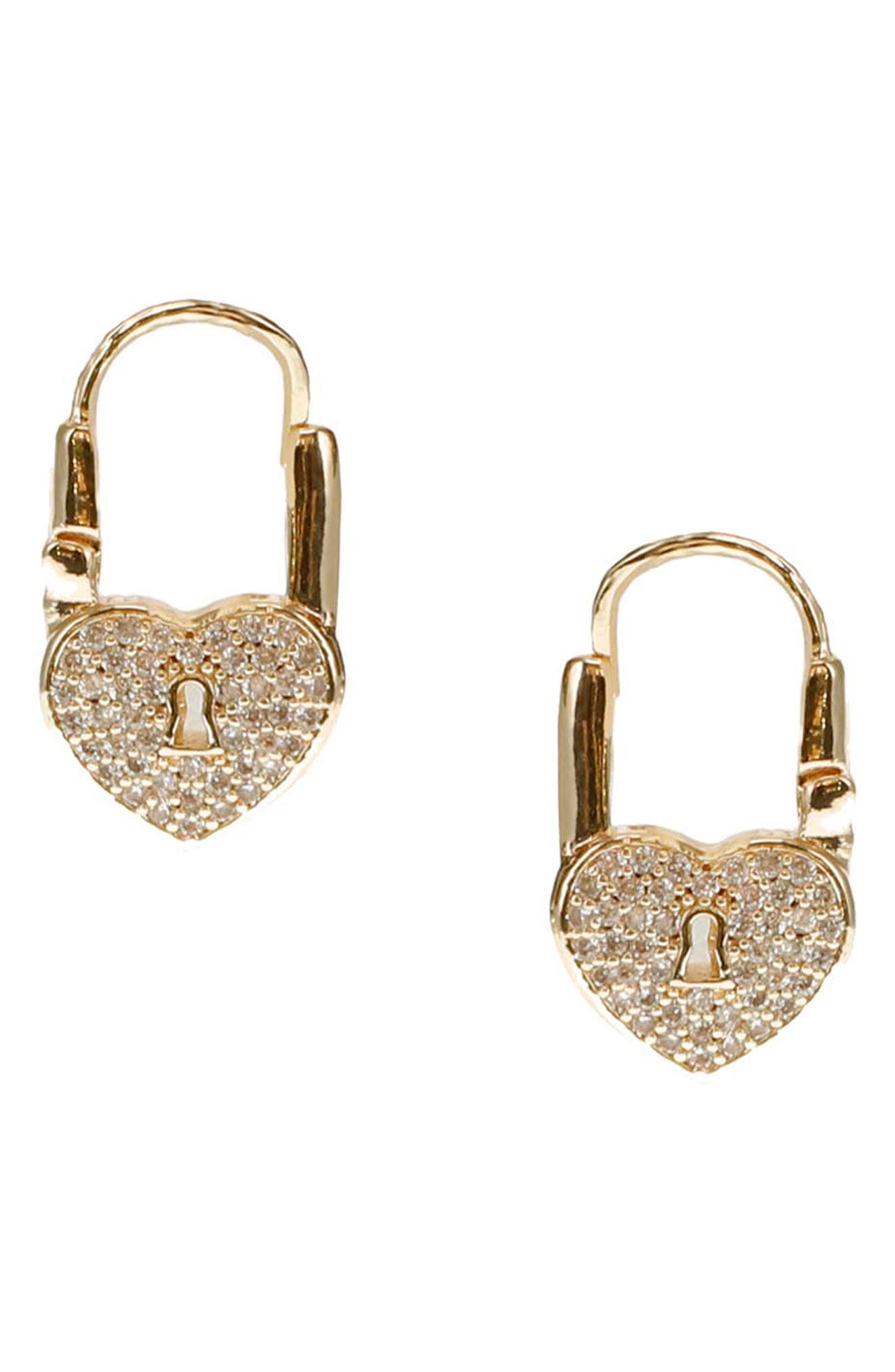 Covet Heart Padlock Huggie Hoop Earrings | Nordstromrack