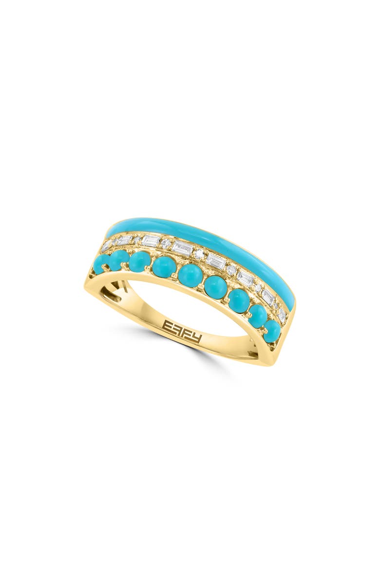 EFFY 14K Yellow Gold Diamond & Turquoise Ring - 0.16ct. | Nordstromrack