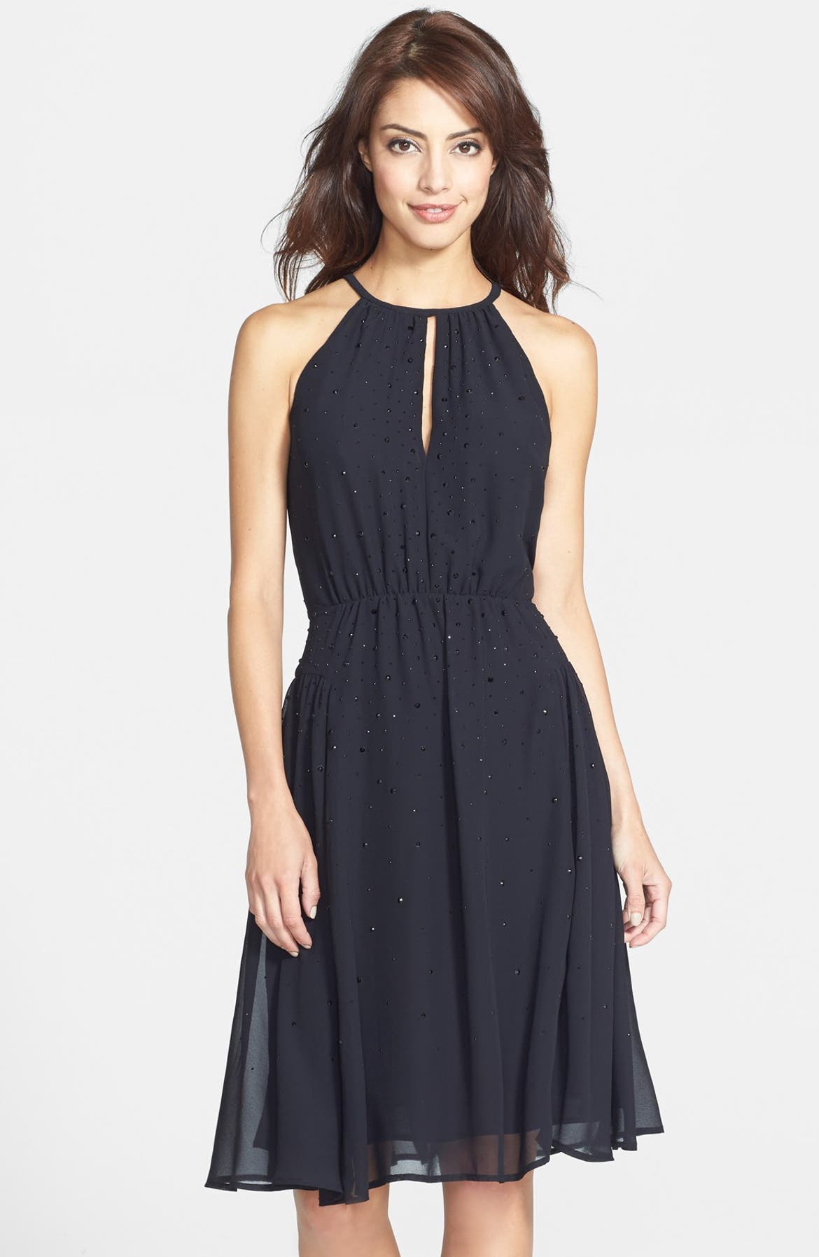 French Connection 'Glitter Spells' Embellished Chiffon Dress | Nordstrom French Connection 'Glitter Spells' Embellished Chiffon Dress | Nordstrom