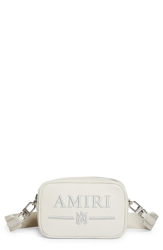 Amiri Monogram Logo Leather Camera Bag In Alabaster | ModeSens