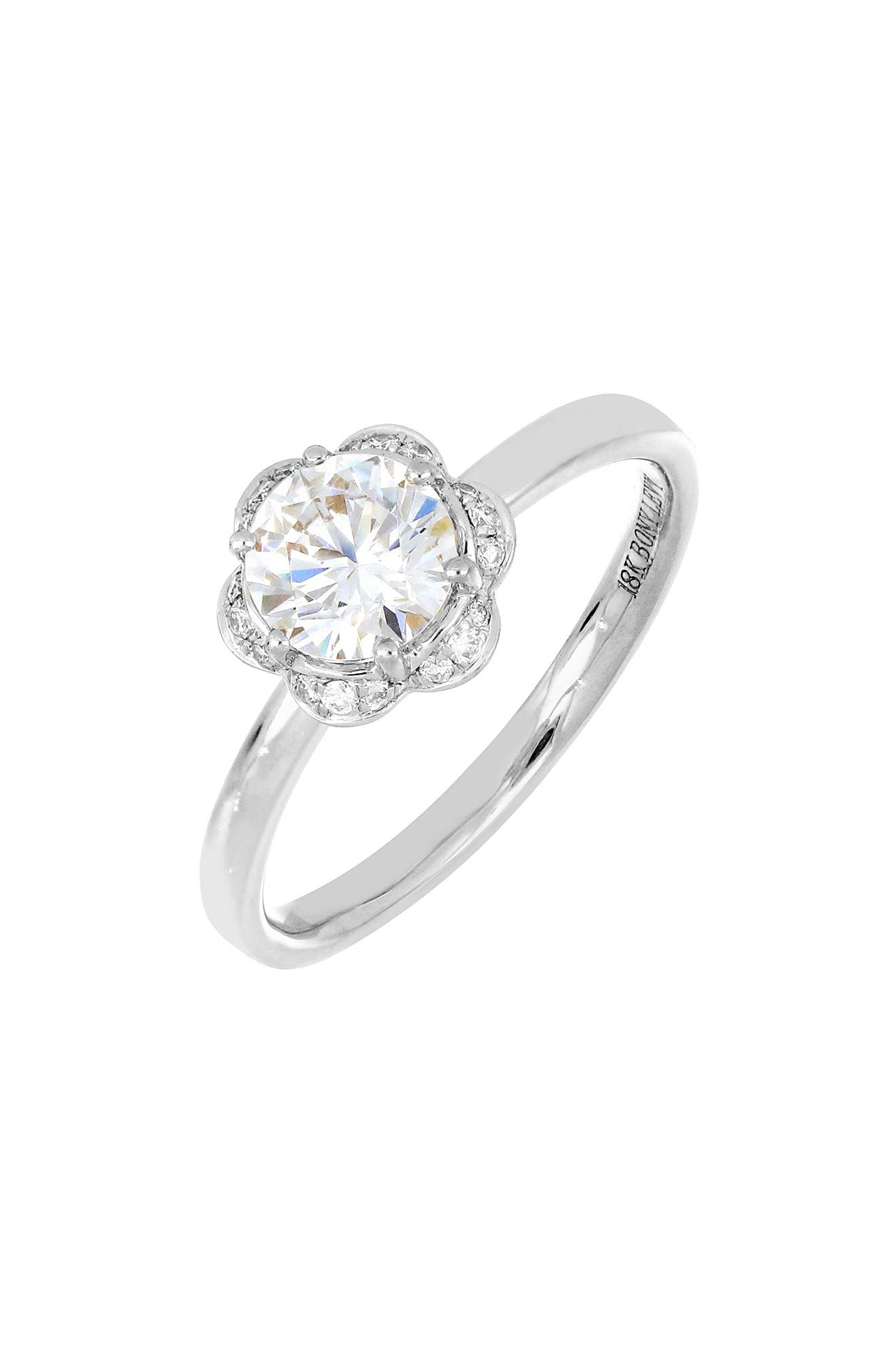 Bony Levy Pavé Diamond Flower Solitaire Ring | Nordstromrack