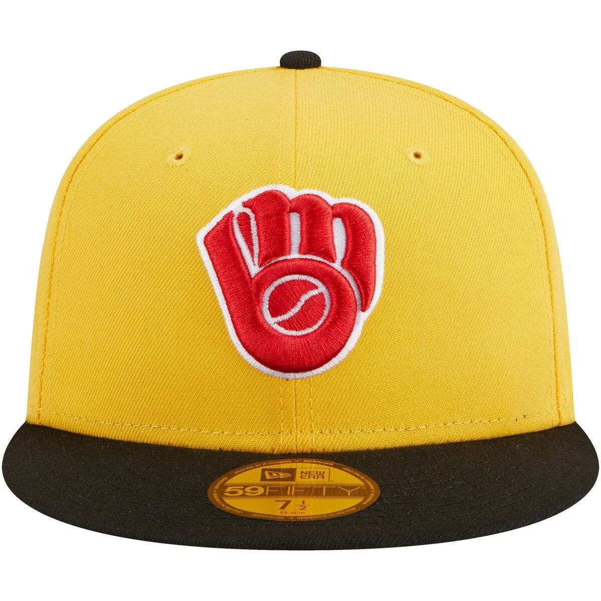 New Era Men's New Era Yellow/Black Milwaukee Brewers Grilled 59FIFTY ...