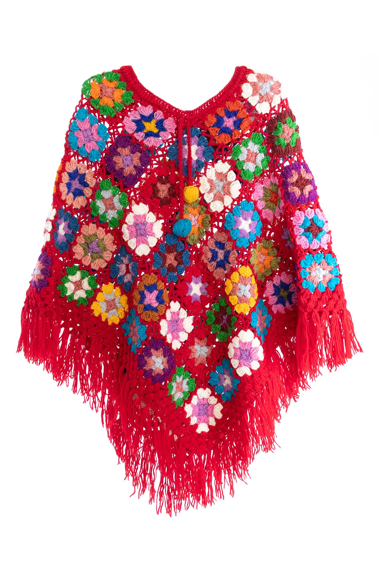 SAACHI Crochet Knit Triangle Poncho | Nordstromrack
