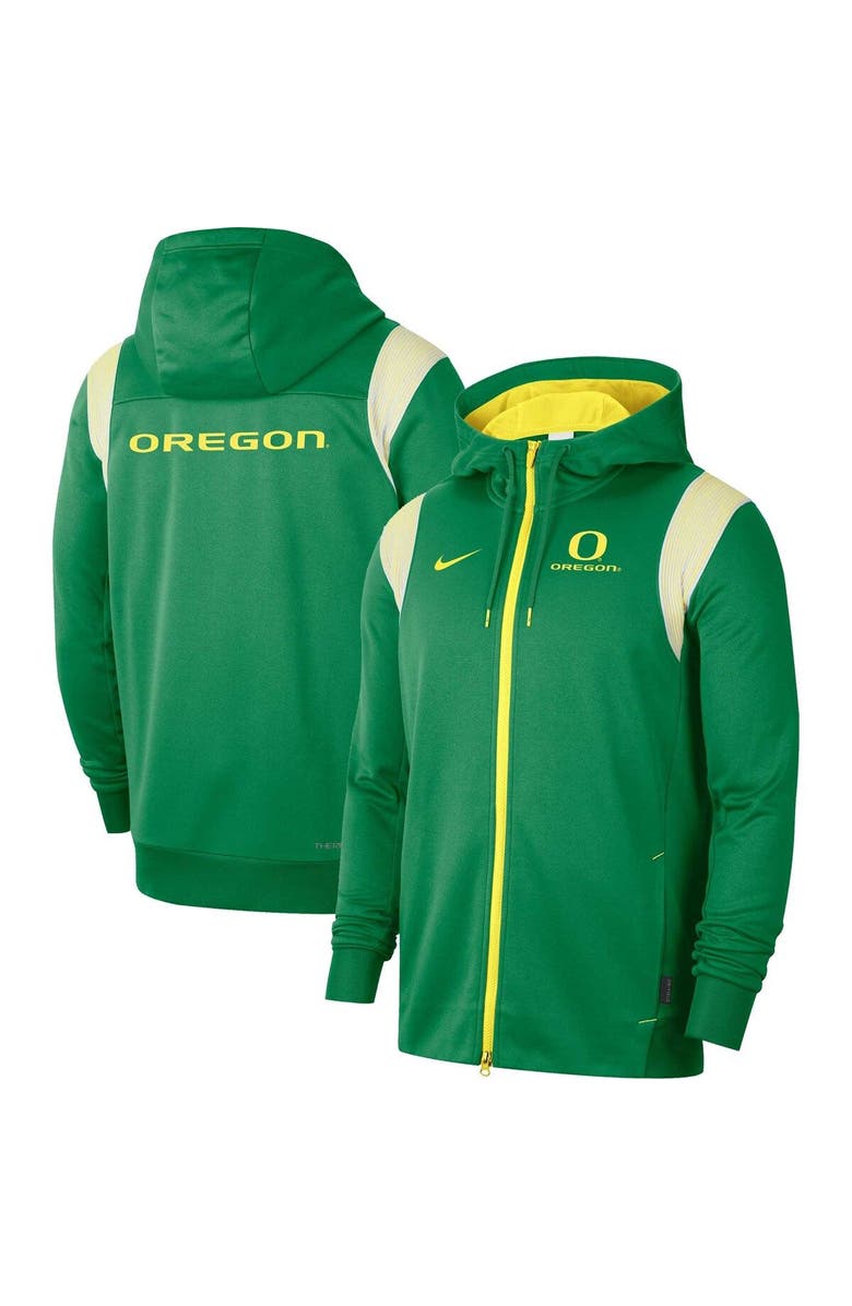 Nike Mens Nike Green Oregon Ducks 2022 Sideline Lockup Performance Full Zip Hoodie Jacket